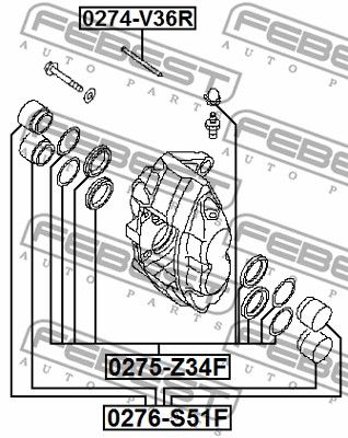 FEBEST 0274-V36R Втулка направляющая суппорта тормозного заднего Nissan ...